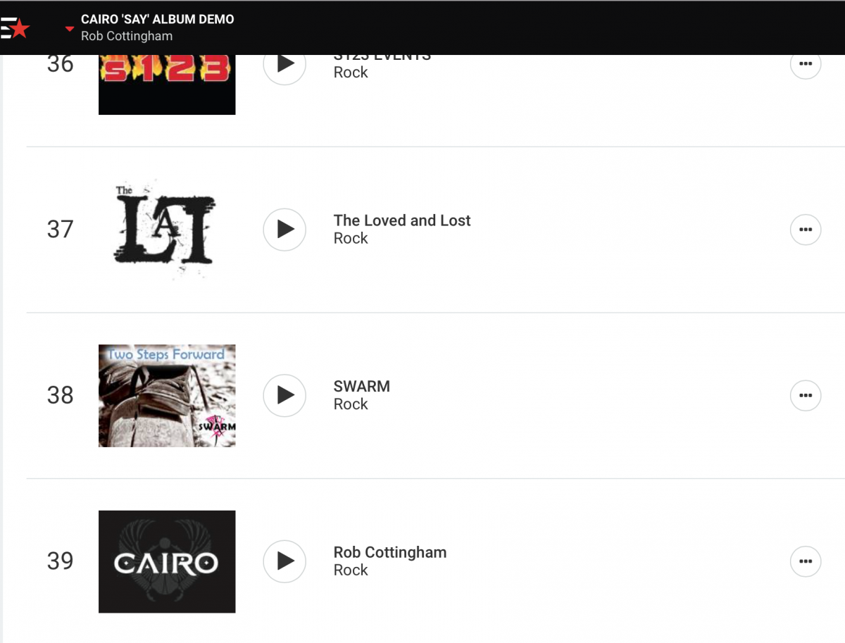 CAIRO feature in Reverbnation Rock Chart Top 40... with album demo! - Cairo